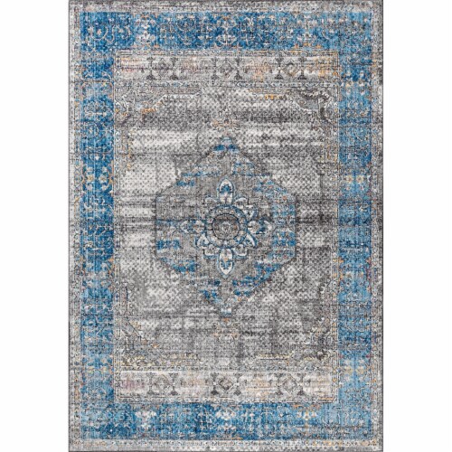Anatolia Vintage Medallion Peacock Bluegray Area Rug 5 X 8 Harris