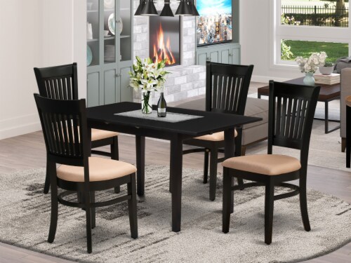 NFVA5-BLK-C 5-Pc Dinette Set 4 Dining Chairs and Dining Table - Black ... NFVA5-BLK-C 5-Pc Dinette Set 4 Dining Chairs and Dining Table - Black ...