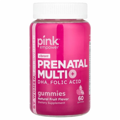 Pink Prenatal Multi Gummies Dha Folic Acid Natural Fruit 60 Gummies