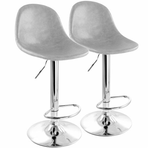 Elama 2 Piece Adjustable Plastic Bar Stools in Gray with Chrome Base One Size Fry s Food Stores