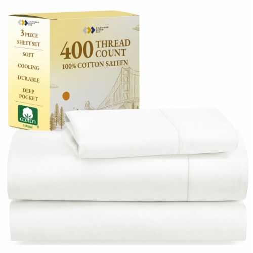 California Design Den Soft Twin Cotton Sheets 400 Thread Count 100