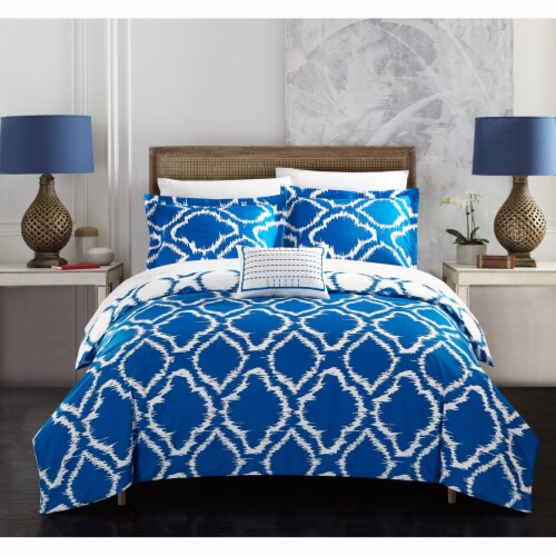 Sasha 4 Or 3 Piece Reversible Duvet Cover Set Two Tone Ikat Geometric