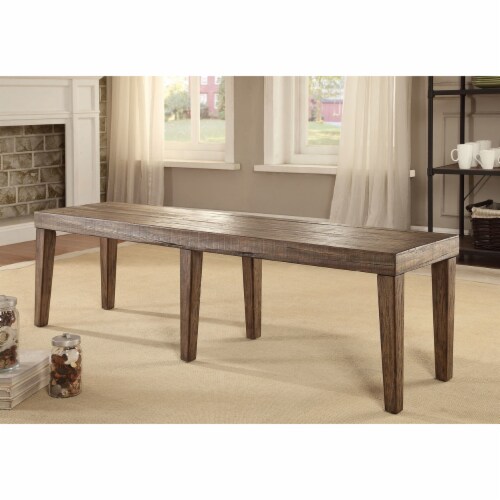 Rectangular Shaped Solid Wood Bench With Six Tapered Leg Brown