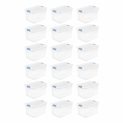 Sterilite 64 Qt Clear Plastic Stackable Storage Bin W White Latch Lid