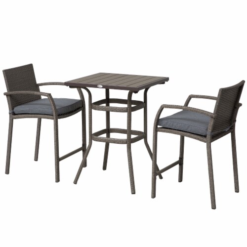 3Pc Rattan Wicker Bistro Set Patio Bar Table Chair Stool Garden 1 Unit Gerbes Super Markets