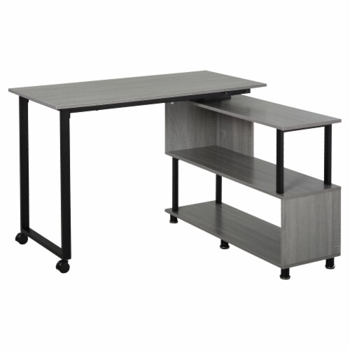 Corner Rotating Table Shelf Combo L Shaped I Shape Computer Desk Grey 1 Unit Kroger
