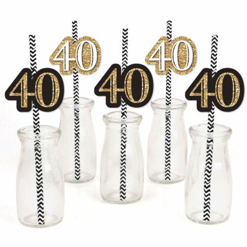 Big Dot Of Happiness Adult 40th Birthday Gold Striped Paper Straw