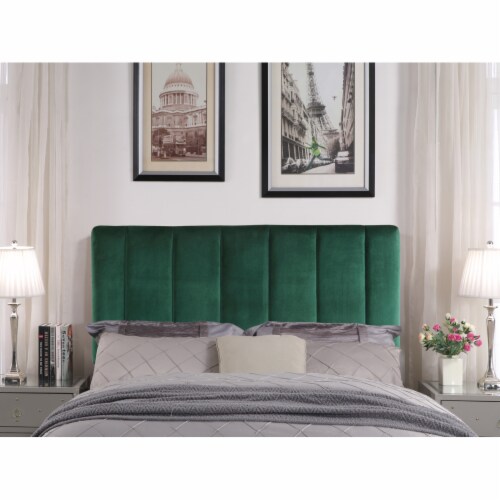 Siraj Headboard Velvet Upholstered Vertical Striped Modern Transitional Green Twin Twin City Market