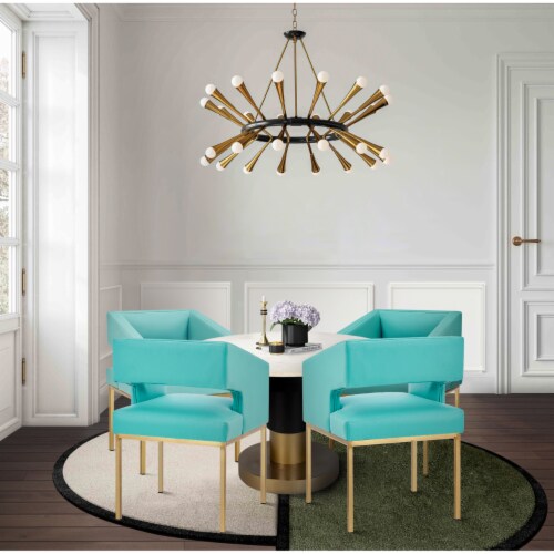 Teal and gold dining chairs store