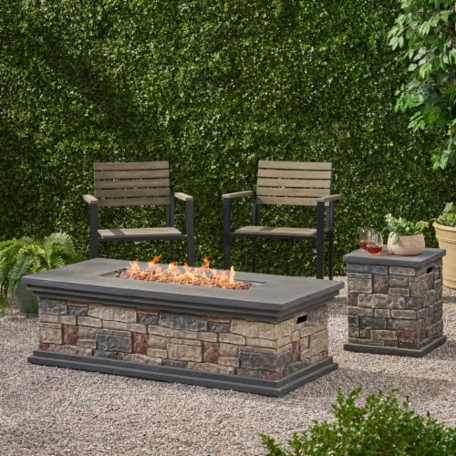 Lillian Outdoor 56 Rectangular Light Weight Concrete Fire Pit 50 000 BTU Mixed Brown 56 Harris Teeter