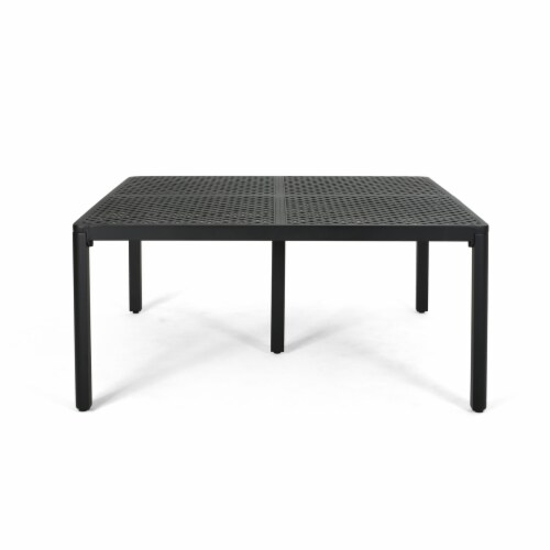 Athena Modern Aluminum Dining Table with Woven Accents antique matte ... Athena Modern Aluminum Dining Table with Woven Accents antique matte ...