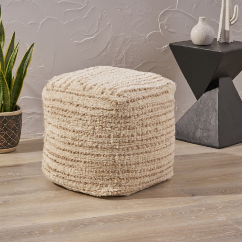 Cream colored pouf store