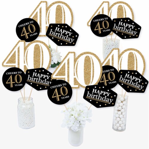 Big Dot Of Happiness Adult 40th Birthday Gold Centerpiece Sticks