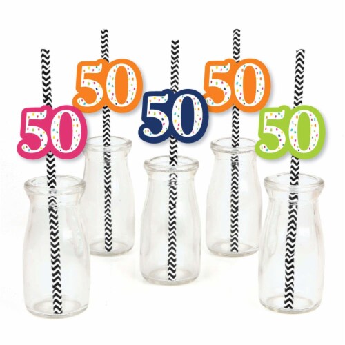 Big Dot Of Happiness 50th Birthday Cheerful Birthday Paper Straw