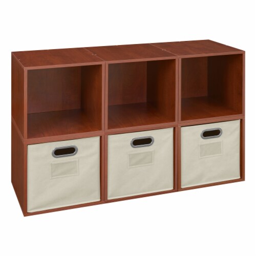 Niche Cubo Storage Set 6 Cubes And 3 Canvas Bins Cherry Natural 1