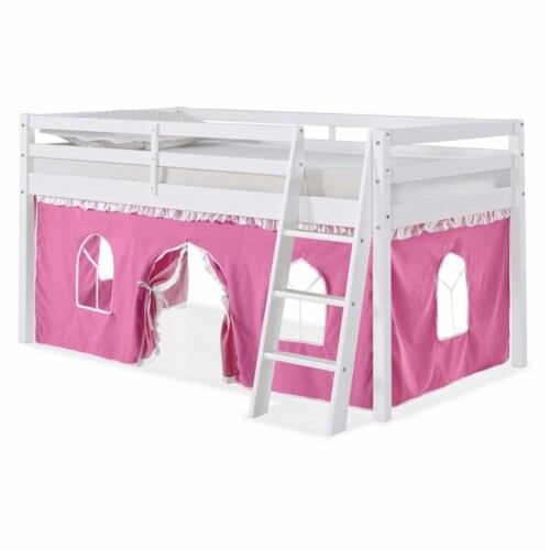 Alaterre Roxy Twin Wood Junior Loft Bed with White with Pink and White Tent 1 King Soopers