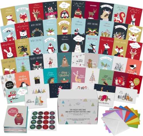 Dessie 100 Unique Boxed Christmas Cards with Envelopes 4 x 6 Assorted Bulk Variety Pack 4 x 6 King Soopers