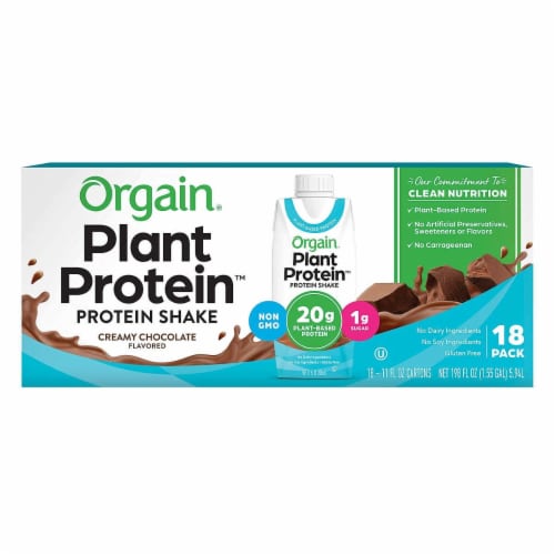 Orgain Plant Based Protein Shake Chocolate 11 Fl Oz 18 Count 11 Fl Oz