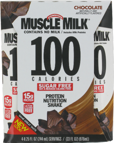 Muscle Milk 100 Calorie Chocolate Protein Shakes 4 Count 8 25 Fl Oz