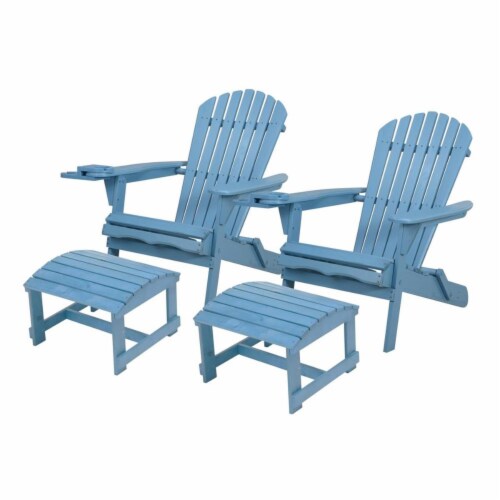 W Unlimited SW2136SB CH2OT2 2 Foldable Adirondack Chair with Cup Holder with Ottoman Sky Blu 4 Fred Meyer