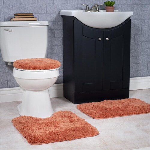 Lavish Home 3 Piece Super Plush Non Slip Bath Mat Rug Set Rust 1 unit Metro Market
