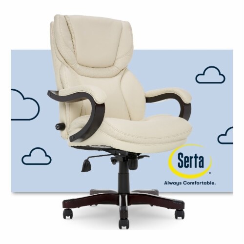 Serta Conway Big and Tall Executive Office Chair with Wood Accents Ivory White 1 Smith s Food and Drug