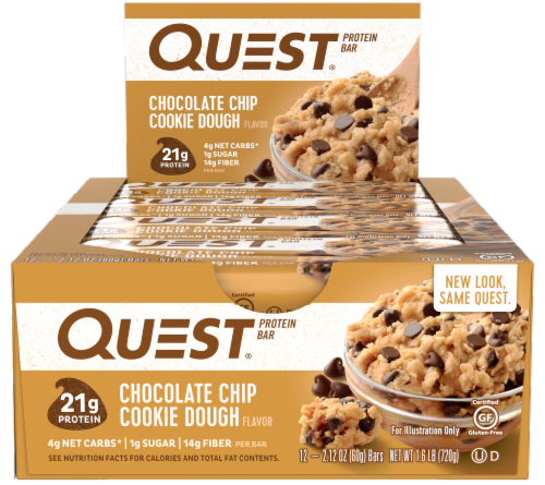 Quest® Chocolate Chip Cookie Dough Protein Bars, 12 ct / 2.12 oz - Kroger Quest® Chocolate Chip Cookie Dough Protein Bars, 12 ct / 2.12 oz - Kroger