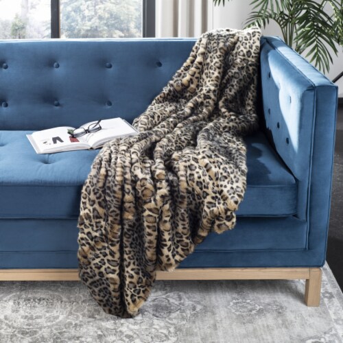 SAFAVIEH Faux Black Leopard Throw Blanket Leopard 50 x 60 W x L Foods Co