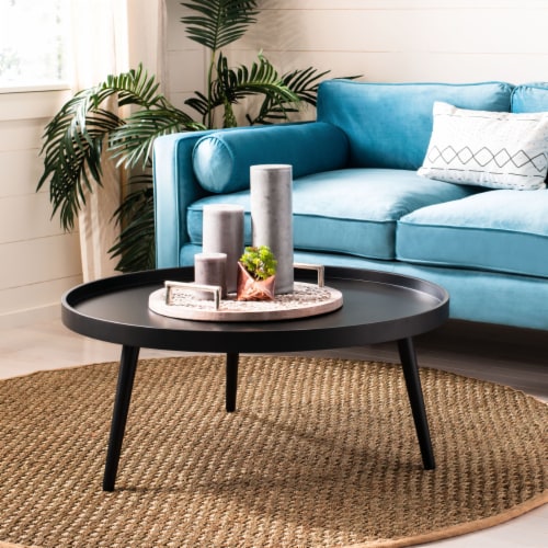 Round black tray coffee table store