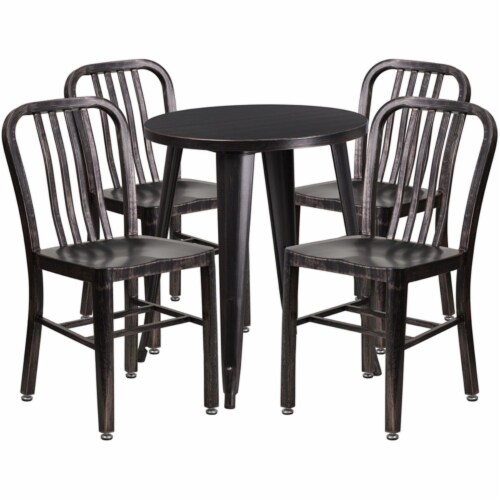 Commercial Grade 24 Round Black Antique Gold Metal Indoor Outdoor Table
