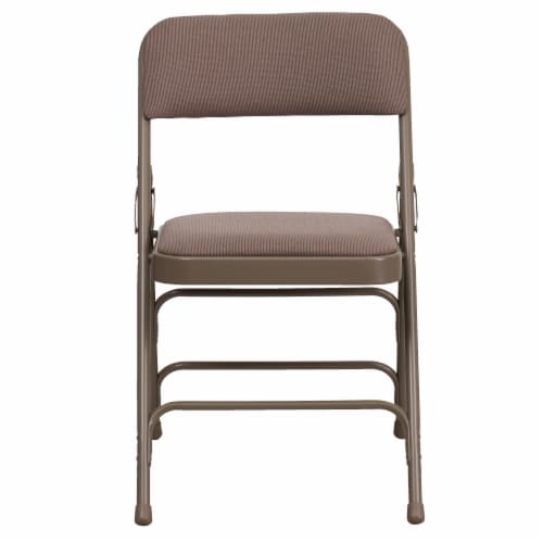 Emma Oliver 4 Pack Curved Triple Braced Beige Fabric Metal Folding Chair 19 Dx18.5 Wx30 H Fry s Food Stores