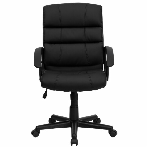 Emma + Oliver Mid-Back Black LeatherSoft Swivel Task Arm Office Chair ... Emma + Oliver Mid-Back Black LeatherSoft Swivel Task Arm Office Chair ...