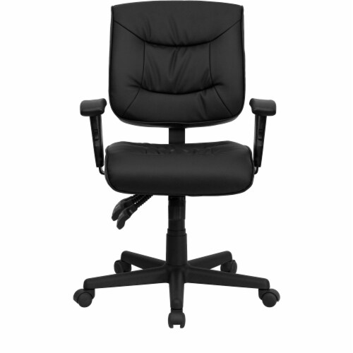 Emma + Oliver Mid-Back Black LeatherSoft Multifunction Ergonomic Task ... Emma + Oliver Mid-Back Black LeatherSoft Multifunction Ergonomic Task ...