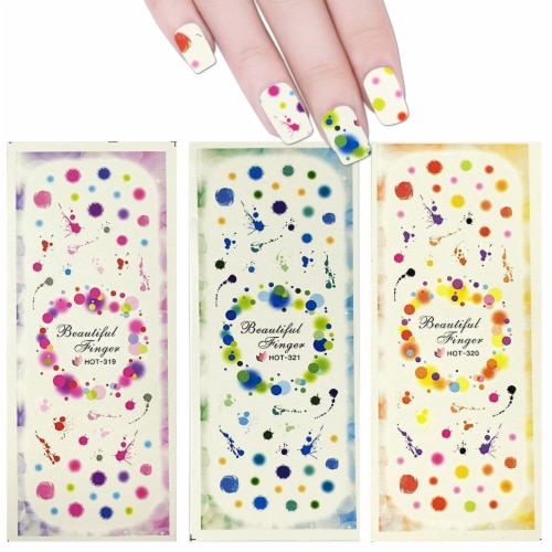 Wrapables Water Nail Art Transfer Slide Tattoos Polka Dot Rainbow 3