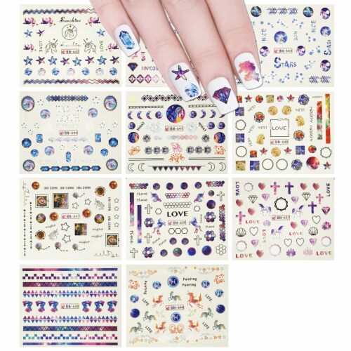 Wrapables 12 Sheets Starry Night Galaxy Water Slide Nail Art 12 Fry