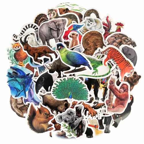 Wrapables Waterproof Vinyl Stickers for Water Bottles 80pcs Safari Animals 80 Pieces Kroger