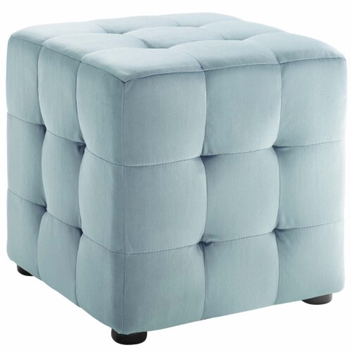 Light blue velvet ottoman store