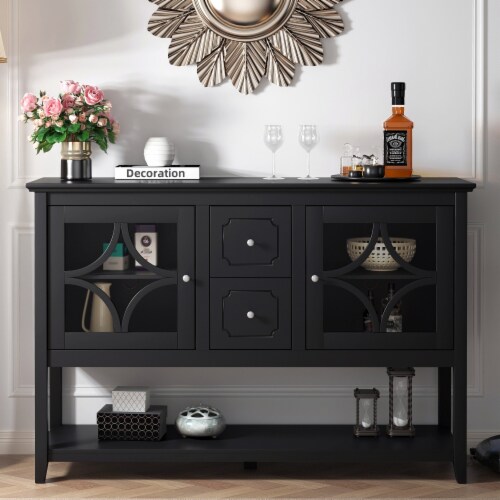 Simplie Fun Sideboard Buffet Console Table Media Cabinet with Adjustable Shelves Black 1 count King Soopers