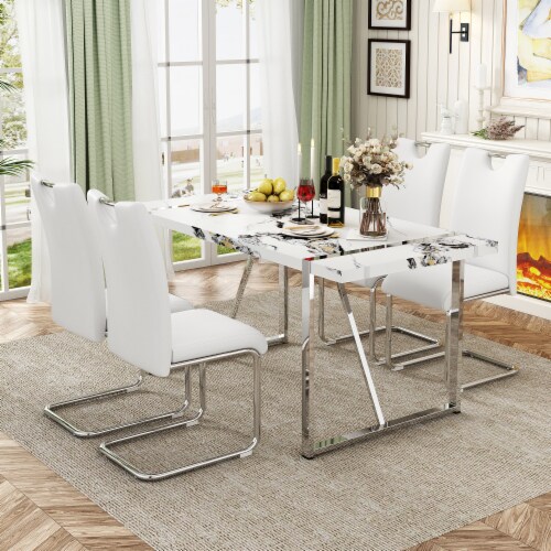 5 piece faux marble dining set store