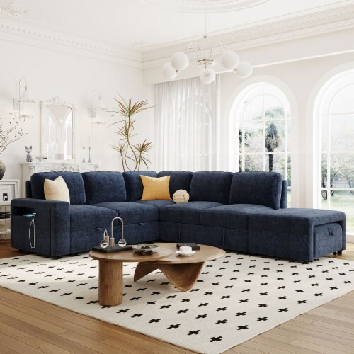 Simplie Fun Plush and Practical Expansive 6 Seat L Shaped Sofa with Storage Charging 1 count City Market