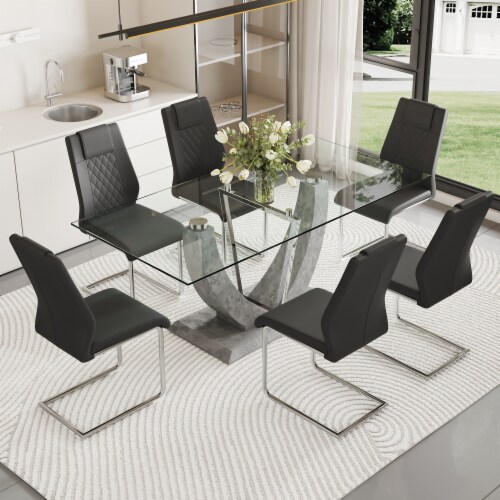 Rectangular glass dining table for 8 store