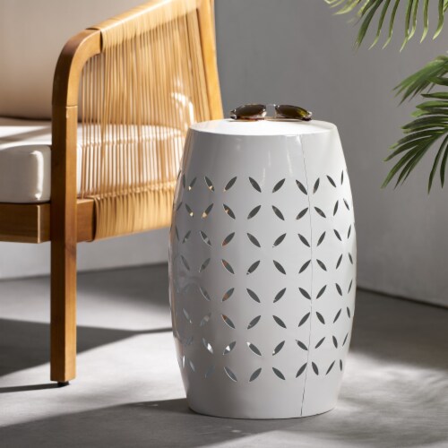 Simplie Fun Elegant Lace Cut Metal Barrel Side Table for Outdoor and Indoor Use 1 count Gerbes Super Markets