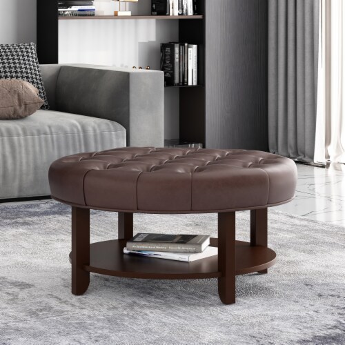 Faux leather ottoman coffee table store