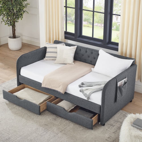 Simplie Fun Mid Century Twin to King Daybed with Storage Drawers 132lbs Weight Capacity 1 count King Soopers