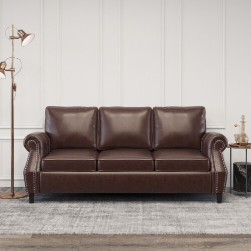 Simplie Fun Contemporary Faux Leather Upholstered Sofa with Nailhead Accents 1 count Kroger