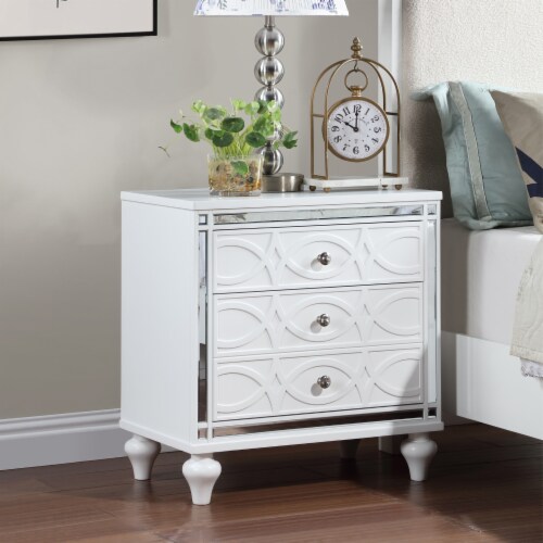 Simplie Fun Sophisticated Functional Modern Nightstand with Glamorous Mirrored Trim 1 count Pick n Save