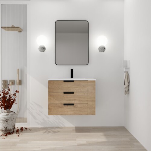 Simplie Fun Space-Saving Bathroom Vanity with Self-Closing Drawers, 1 ... Simplie Fun Space-Saving Bathroom Vanity with Self-Closing Drawers, 1 ...