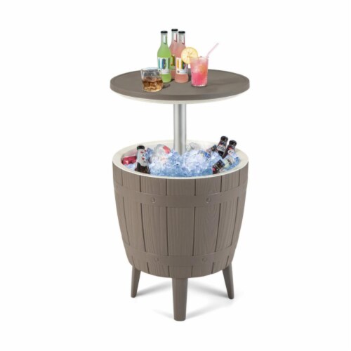 Hivvago 10 Gallon Cooler Bar Table Outdoor Coffee Table Ice Bucket with Telescopic Tabletop 1 Piece King Soopers