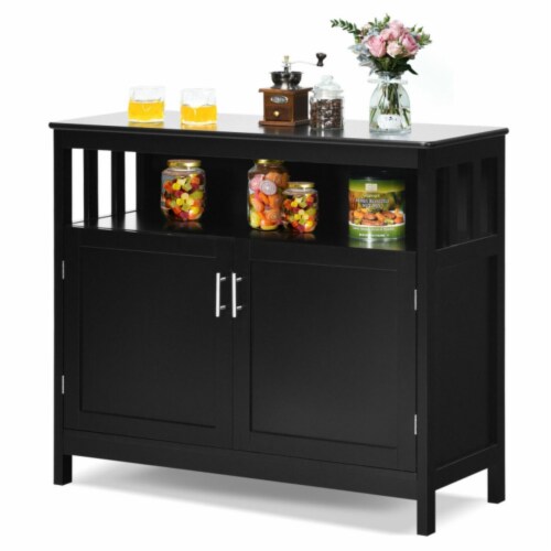 Hivvago Kitchen Buffet Server Sideboard Storage Cabinet with 2 Doors and Shelf Black 1 Metro Market