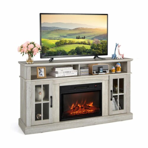 Hivvago Fireplace TV Stand for TVs Up to 65 Inch with Side Cabinets and Remote Control Gray 65 inch Fry s Food Stores